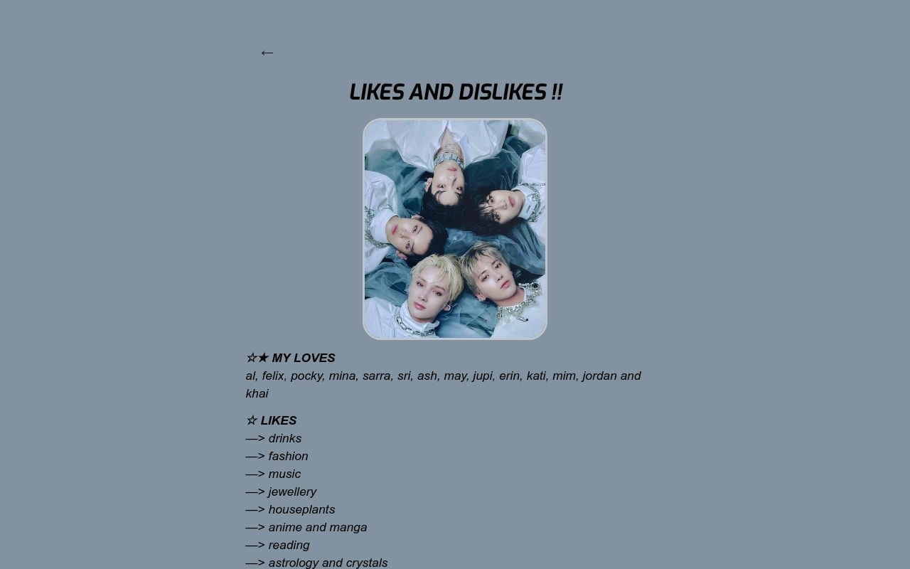 likes and dislikes